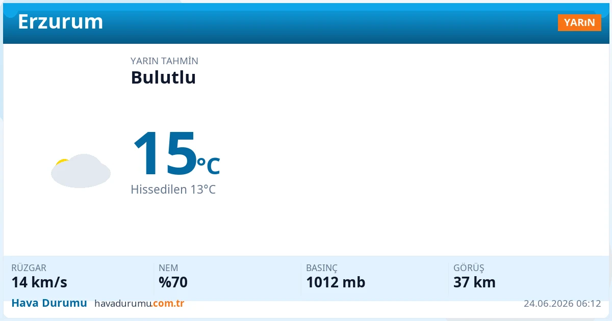 Erzurum Yarın Hava Durumu